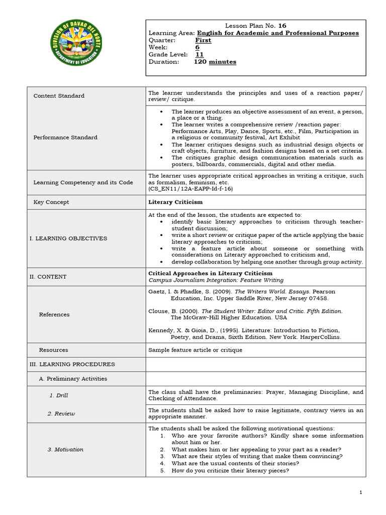 Final Sample Eapp Lesson Exemplar 16 Campus Journalism | PDF | J. K. Rowling