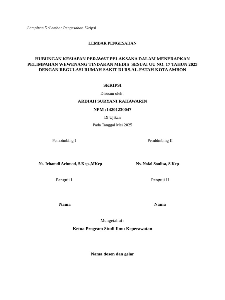 Lampiran 5 Lembar Pengesahan Skripsi | PDF