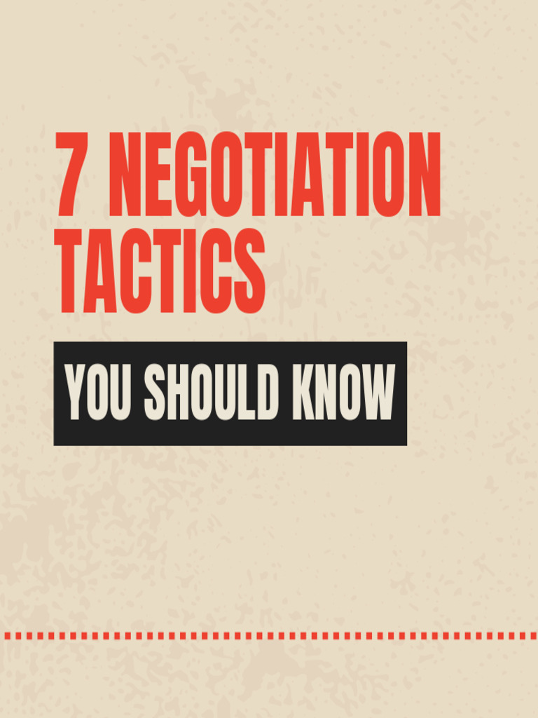 Negotiation Tactics 1737978865 | PDF