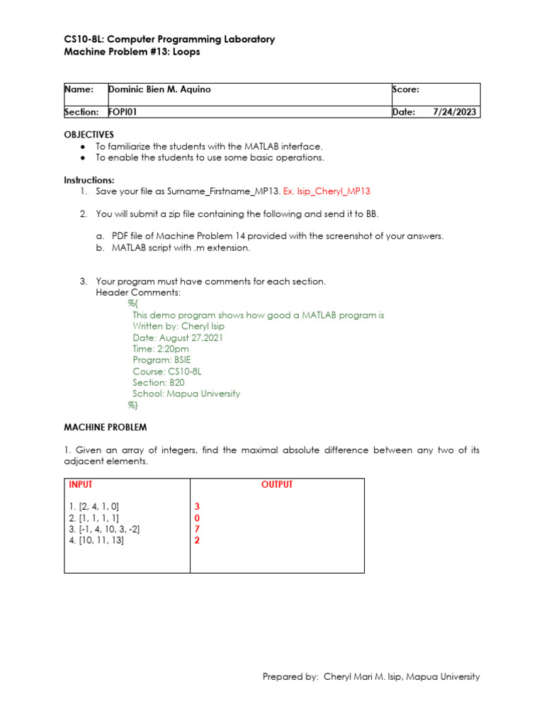 Aquino Dominic Bien MP13 | PDF
