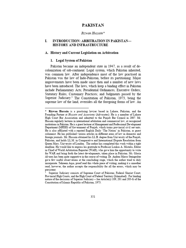 Pakistan Arbitration Laws | PDF | Arbitration | Alternative Dispute Resolution