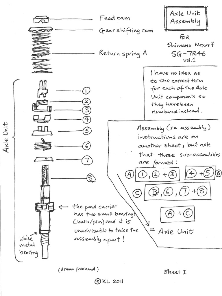Shimano Nexus 7 Axle Unit Assembly Instructions | PDF