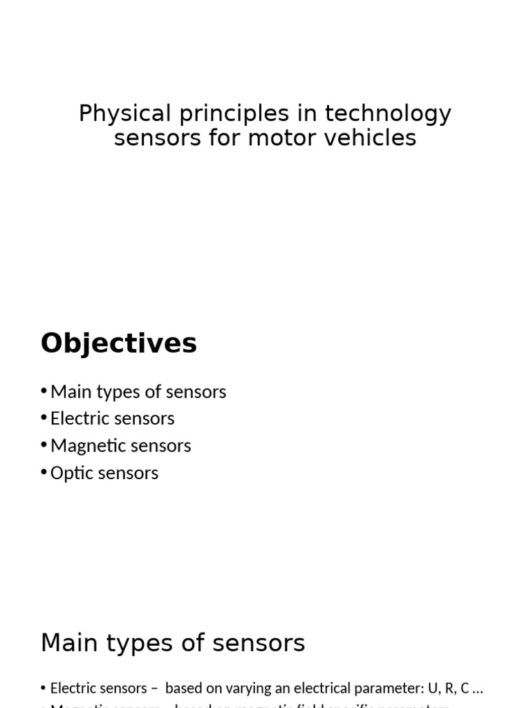 Physical Principles in Technology Sensors For Motor Vehicles | PDF