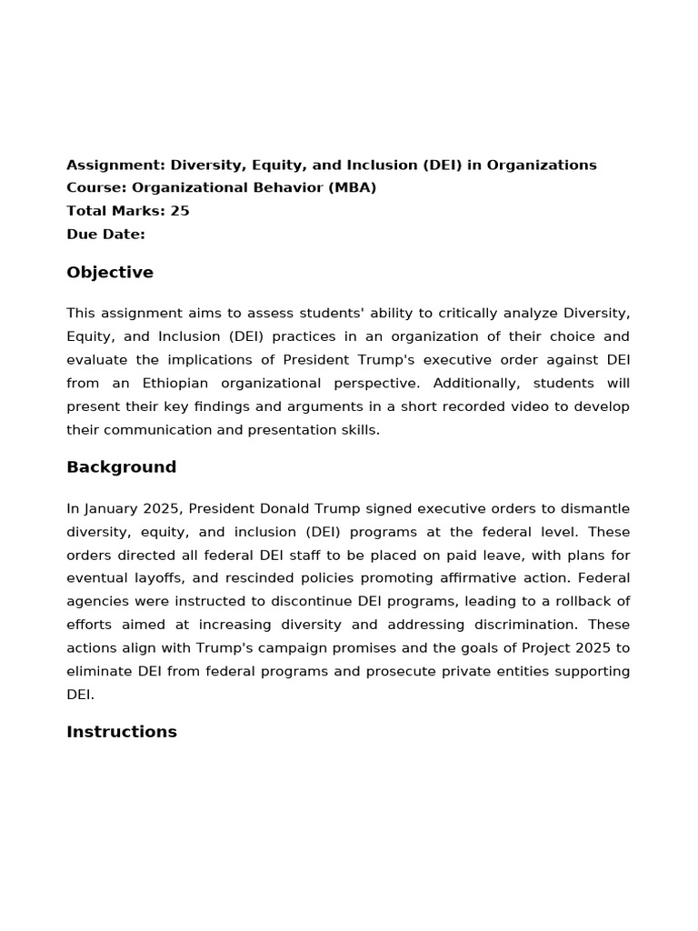 DEI Analysis and Trump's Executive Order | PDF | Civil Rights Act Of ...