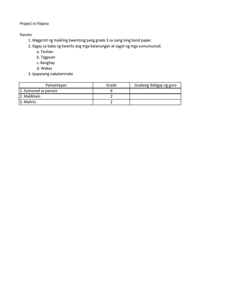 Project in Filipino | PDF