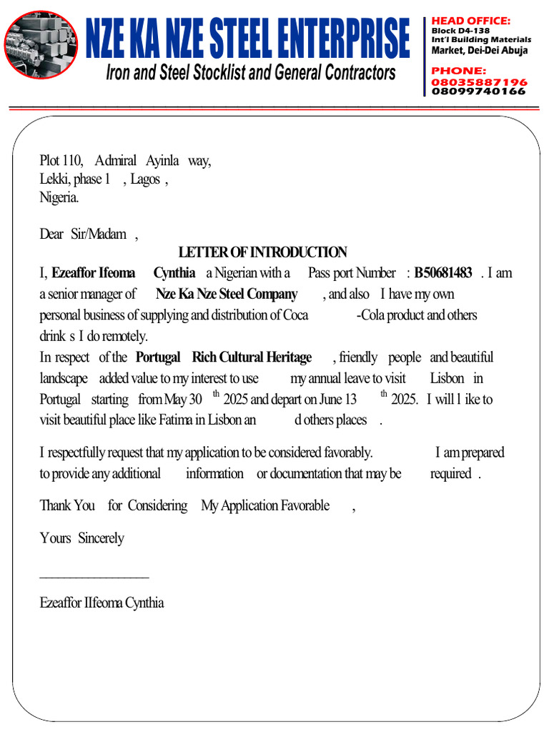Introduction Letter | PDF