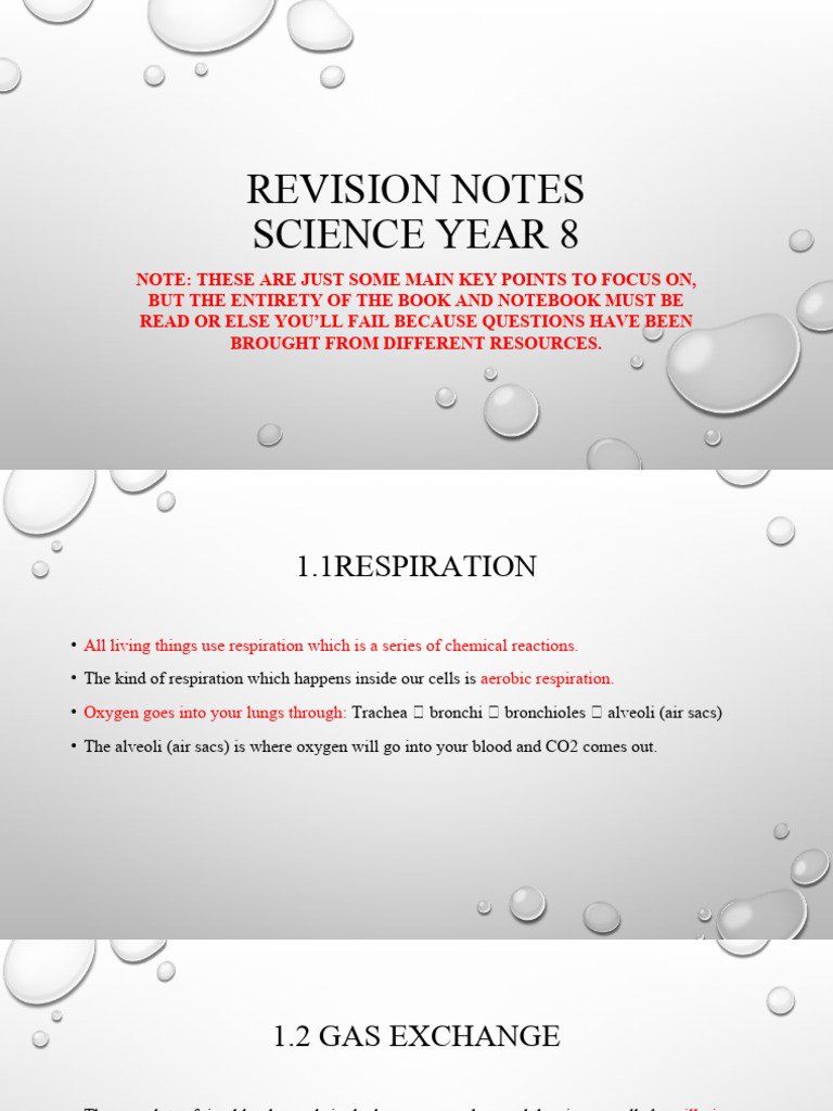 Revision Notes Science Ls Science | PDF | Respiratory System | Pressure