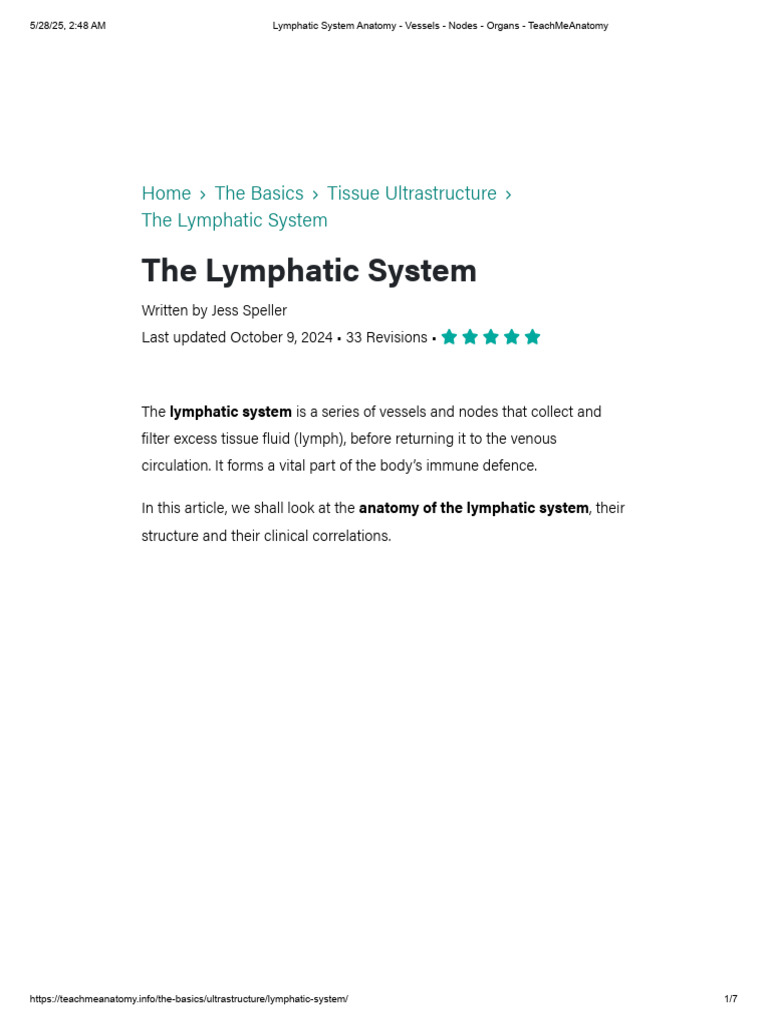 Lymphatic System Anatomy - Vessels - Nodes - Organs - TeachMeAnatomy ...