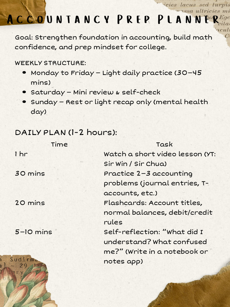 Accountancy Prep Planner for College Success | PDF