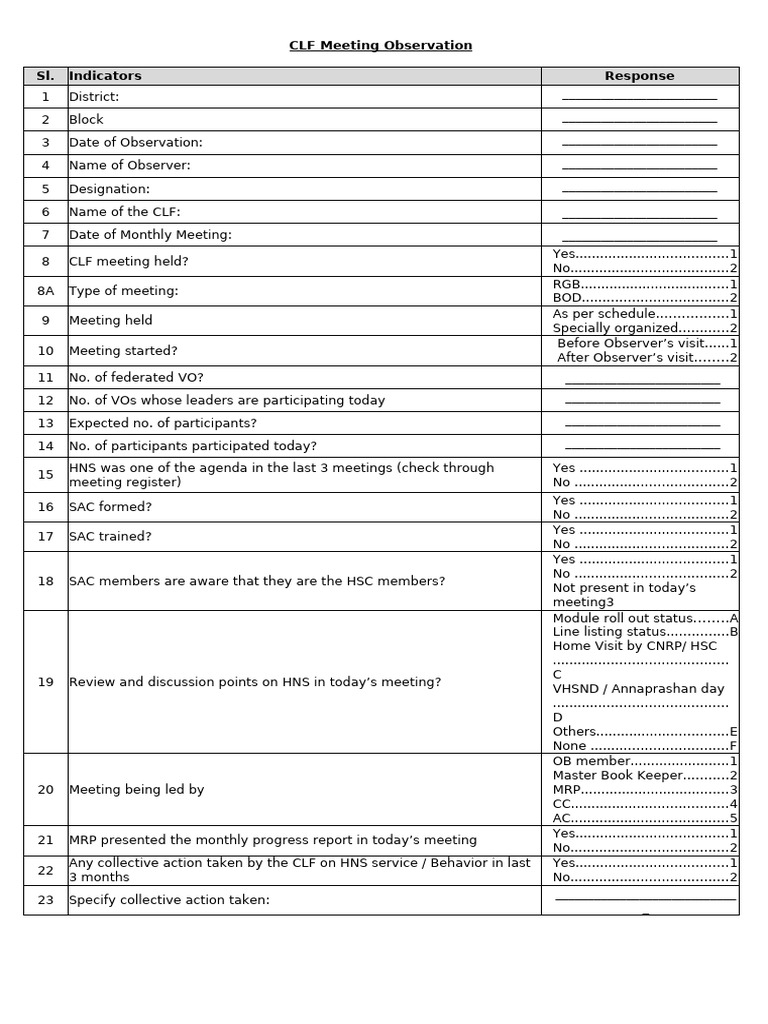 CLF Meeting Observation | PDF