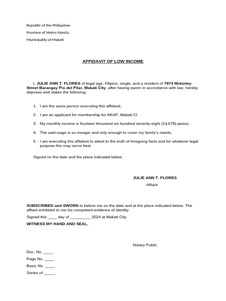 affidavit of low income | PDF