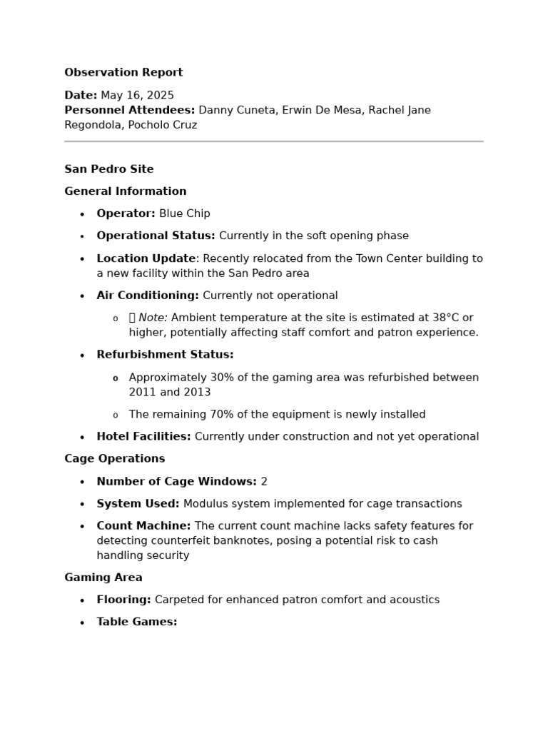 Observation Report Binan SanPedro 05162025 1 | PDF