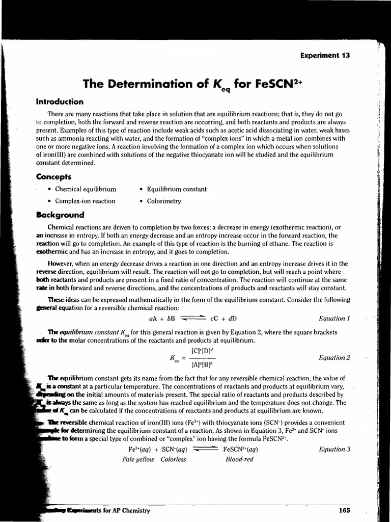 05 Von Der Brink Determination of KC Lab | PDF | Chemical Equilibrium ...