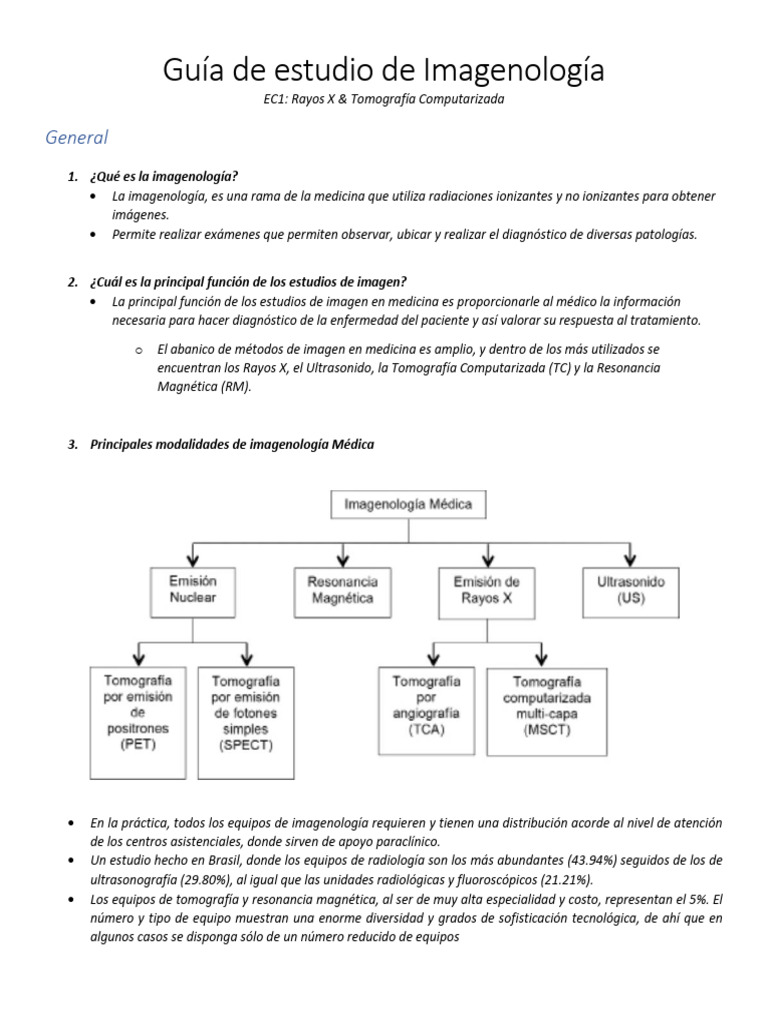 EC1 Guía de estudio de Imagenología | PDF | Rayo X | Radiación