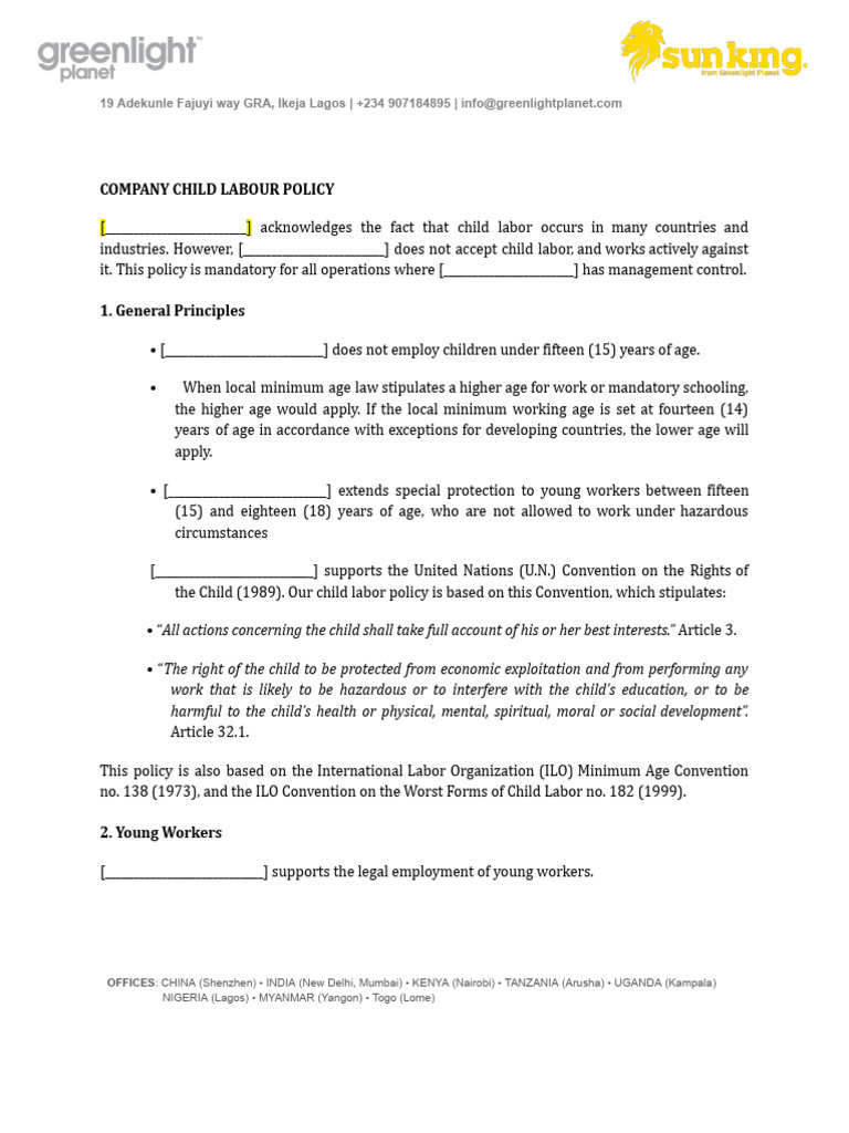 Child Labor Policy New Improved | PDF | International Labour ...