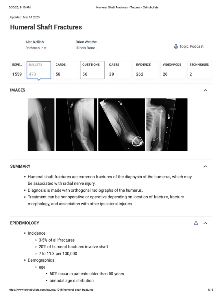 Humeral Shaft Fractures | PDF | Human Anatomy | Limbs (Anatomy)