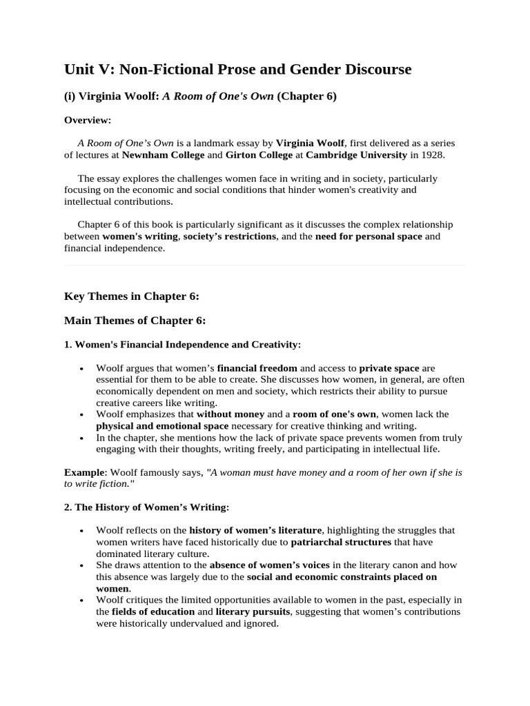 Unit 5 gender studies notes and MCQs | PDF | A Room Of One's Own | Lesbian