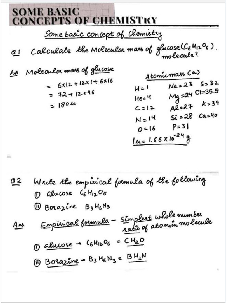 Some Basic Concept of Chemistry Important Questions | PDF