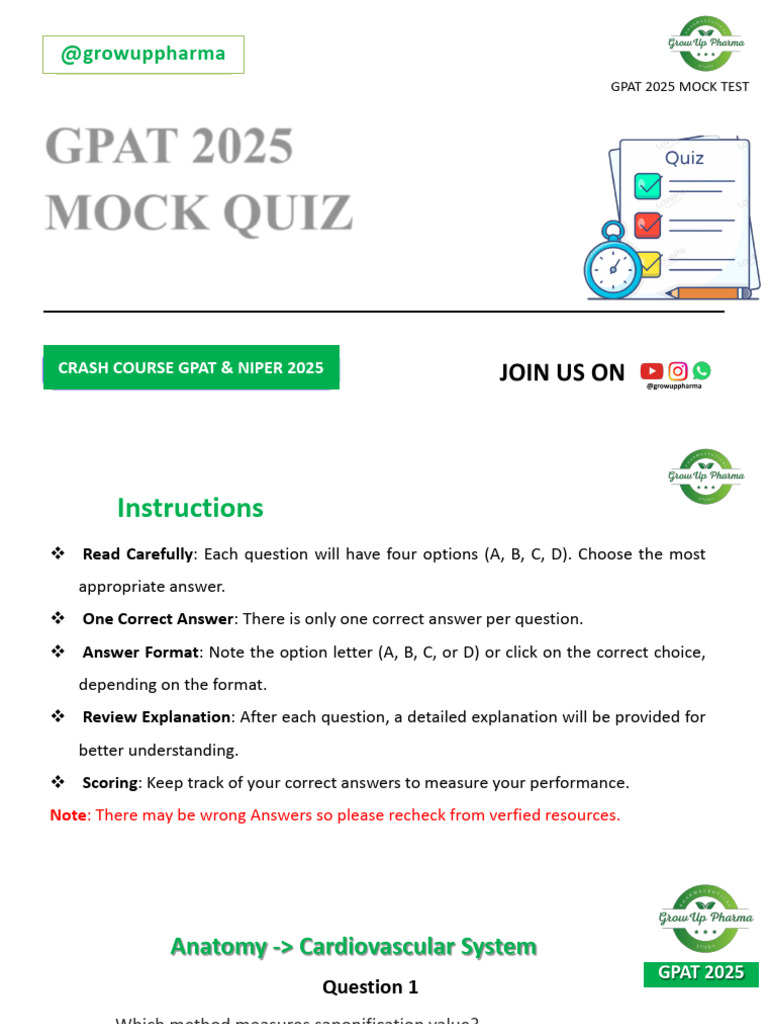 Gpat Pyq 2025 Mock Test 1 | PDF | Biochemistry | Chemistry