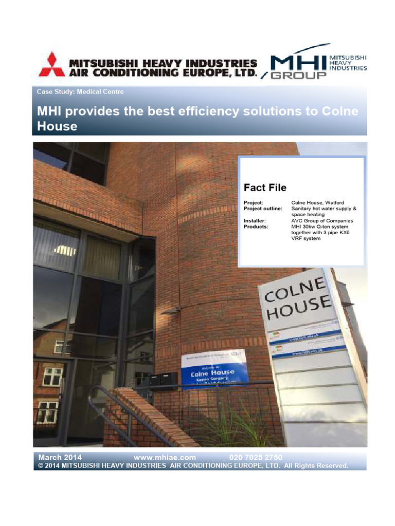 Colne House Watford Case Study | PDF | Air Conditioning | Water Heating