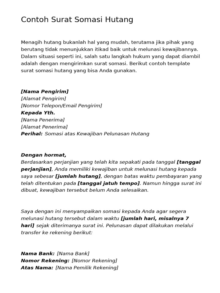 Contoh Surat Somasi | PDF