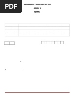 Grade 6 Term 1 Maths Assignment 2024 | PDF | Mathematics