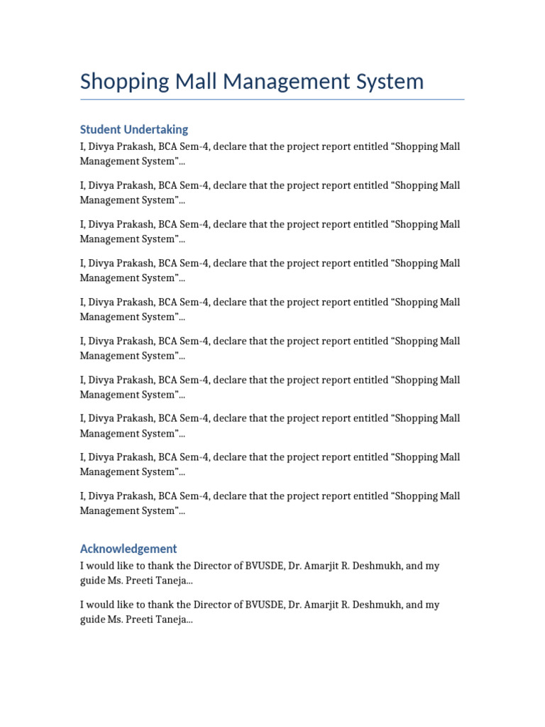 Shopping Mall Management System Extended Project | PDF | Software ...