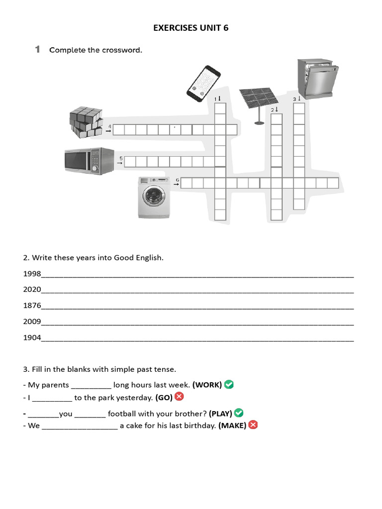Exercises Unit 6 | PDF