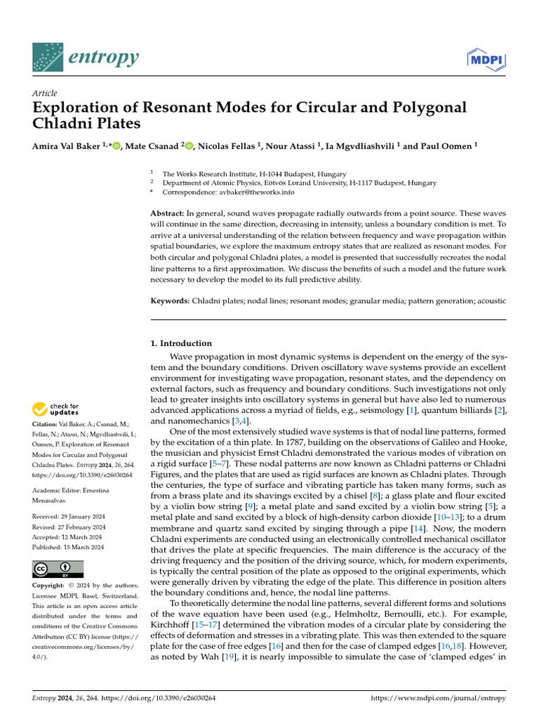 Resonant Modes of Chladni Plates Explained | PDF | Normal Mode | Resonance