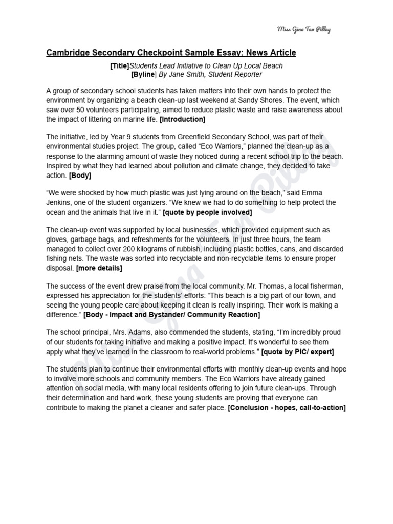 Article Sample E1L Checkpoint | PDF | Healthy Diet