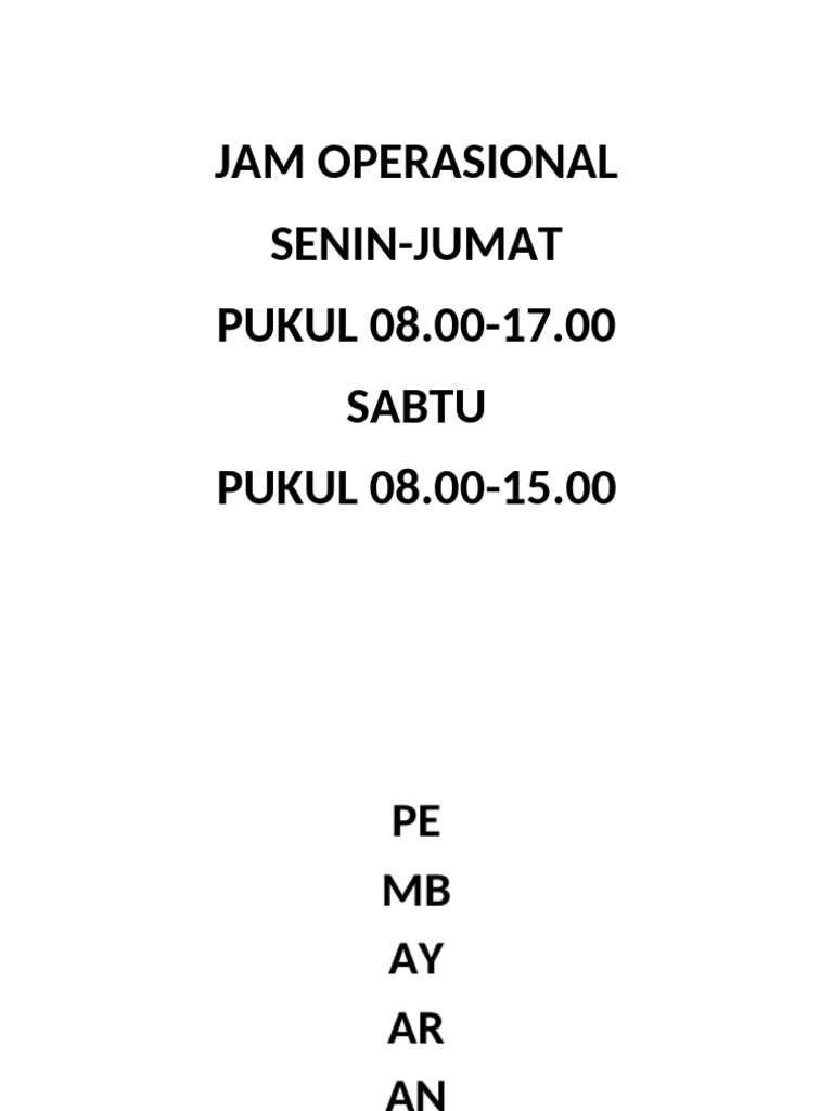 Jadwal Operasional | PDF