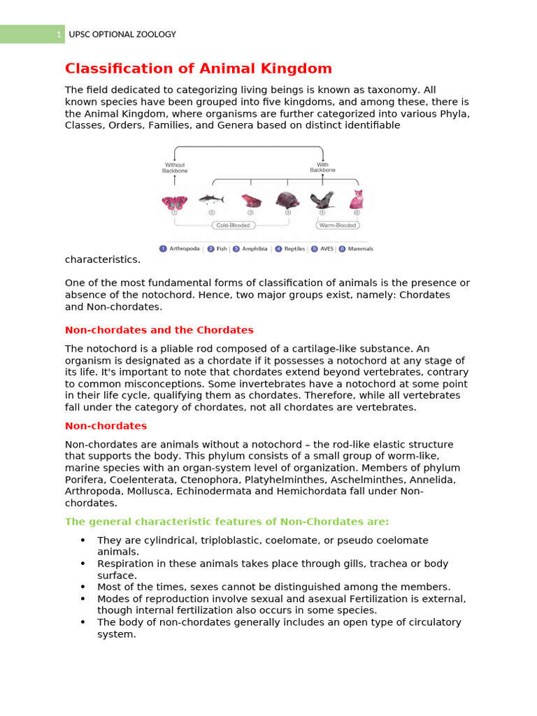 Classification of Animal Kingdom CH-1 | PDF | Biology