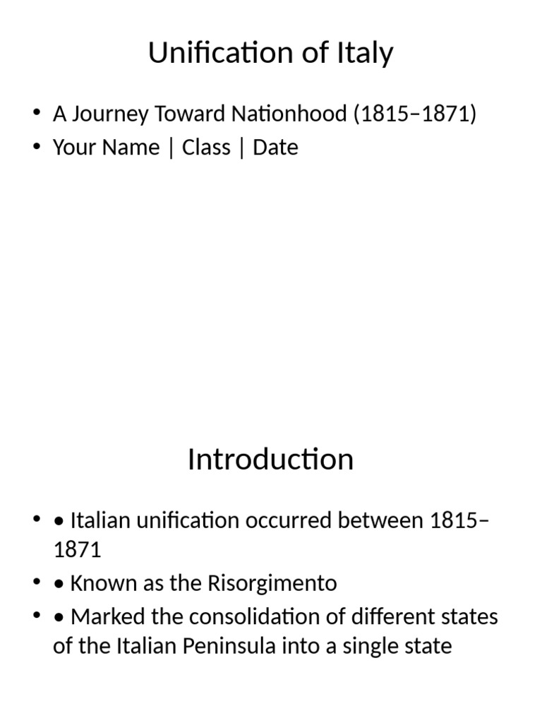 Unification of Italy Presentation | PDF
