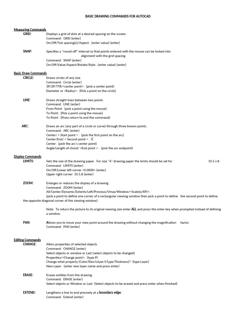 Basic Drawing Commands Handout | PDF | Curve | Circle