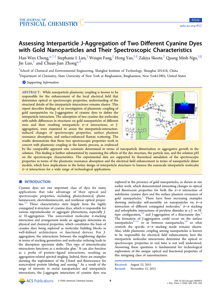 Assessing Interparticle J‑Aggregation of Two Different Cyanine Dyes ...
