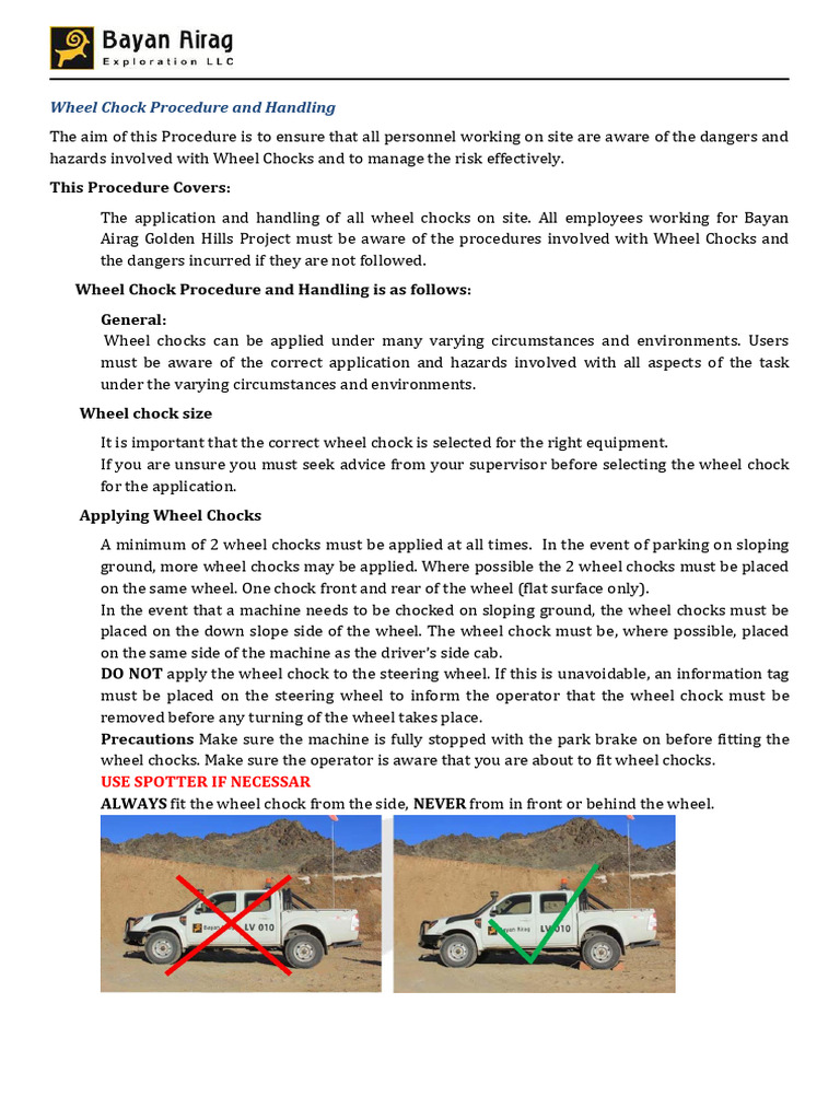 2014-01-09 Wheel Chock Procedure and Handling | PDF