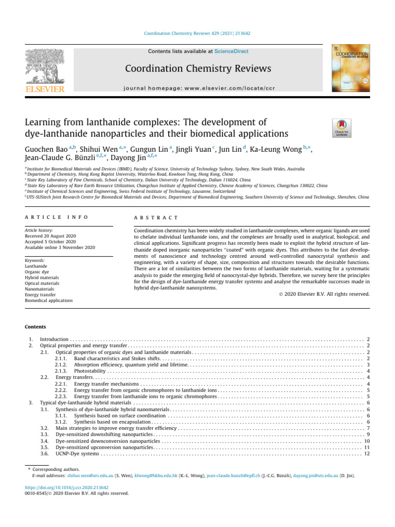Learning From Lanthanide Complexes - The Development of Dye LN NPs and ...