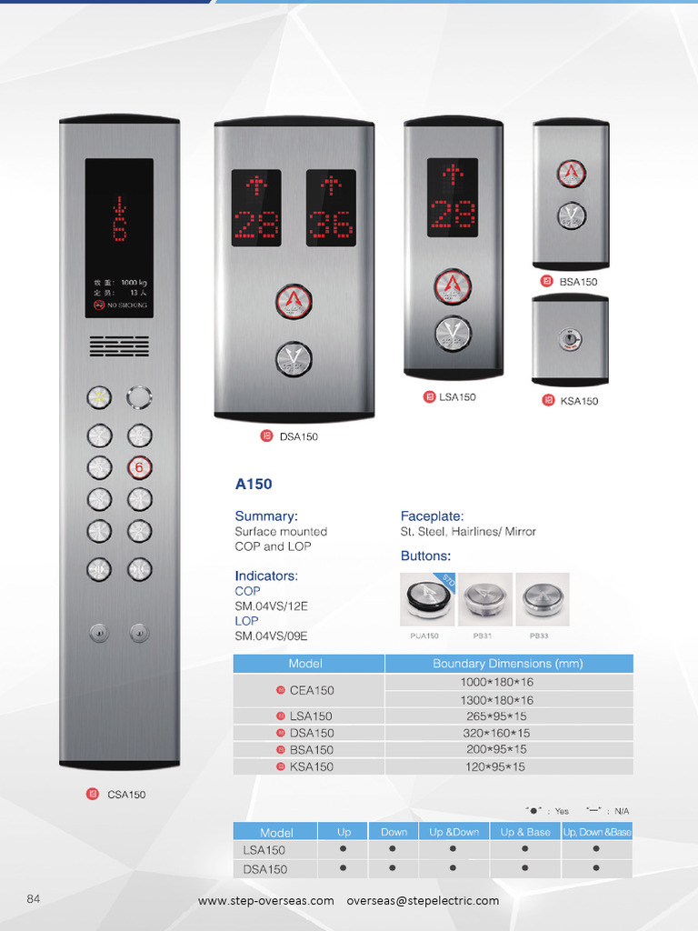 Car Operating Panel A150 Series | PDF