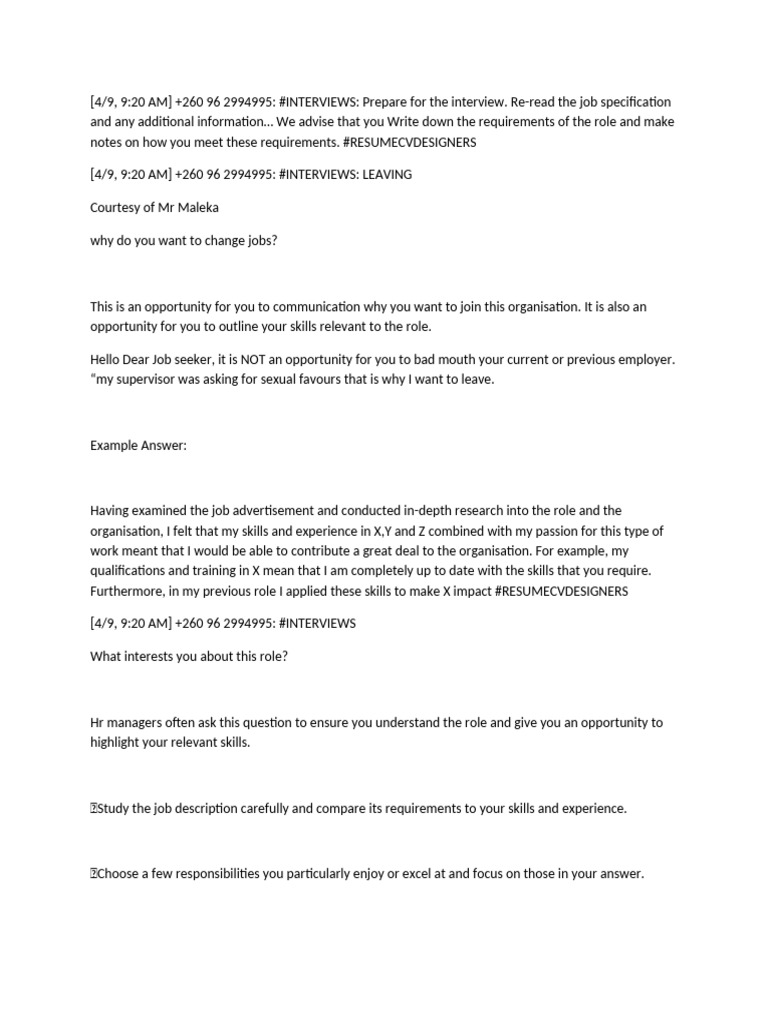 Interview Questions and Answers | PDF | Résumé