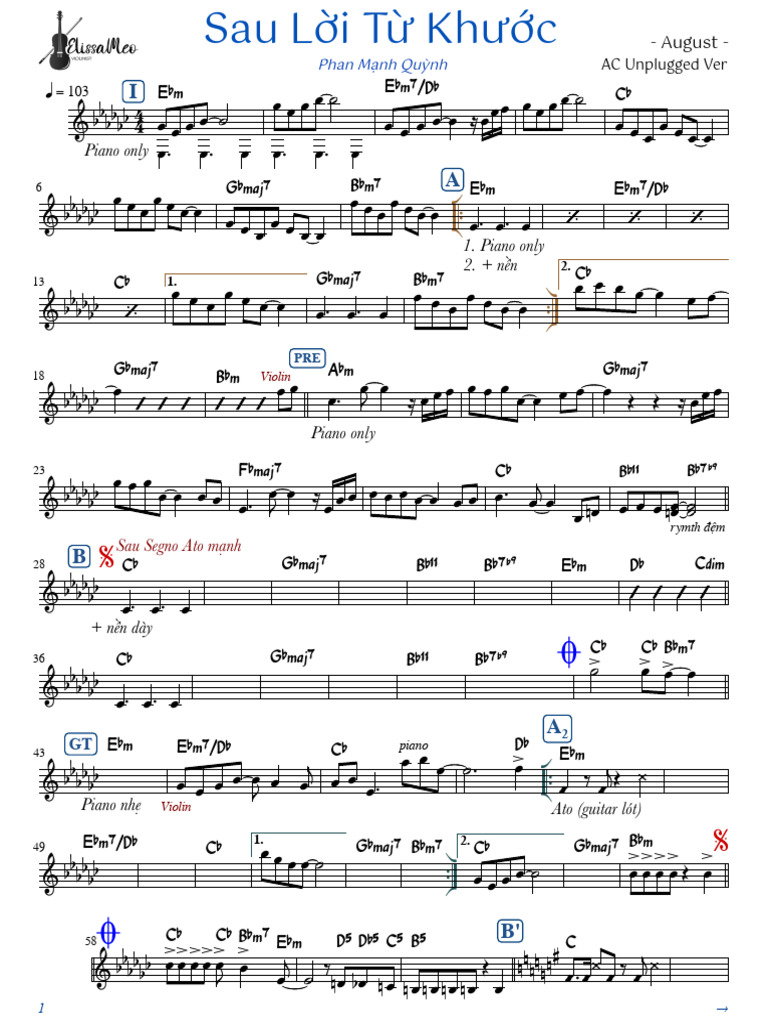 August - Sau Lời Từ Khước - Ebm | PDF | Musical Keys | Compositions