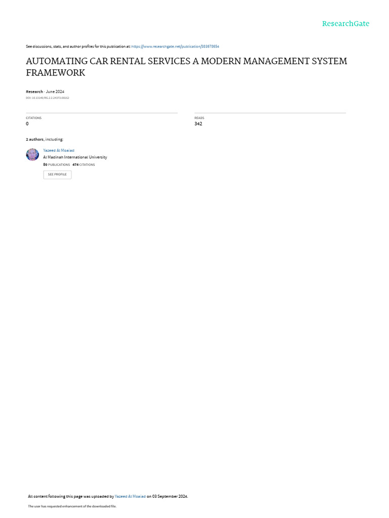 Automating Car Rental Services A Modern Management System Framework ...