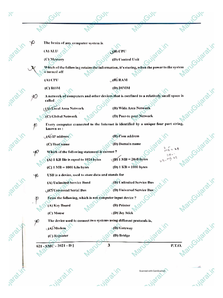 SMC Lab Technician Exam Paper 2021 | PDF