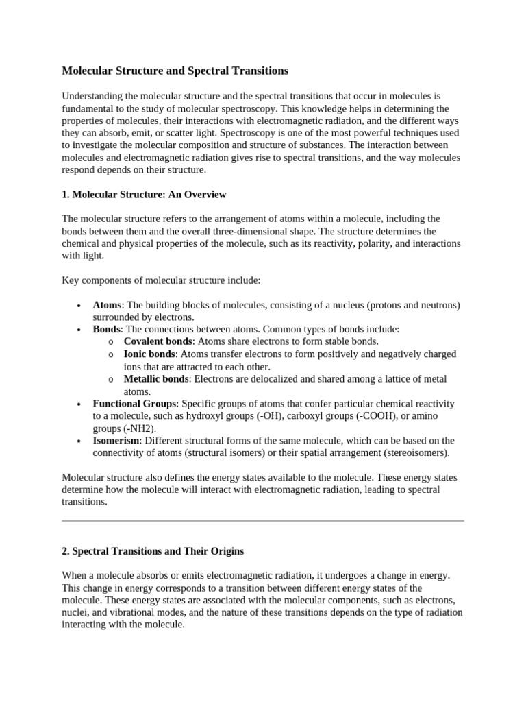 Molecular Structure and Spectral Transition1 | PDF | Spectroscopy ...