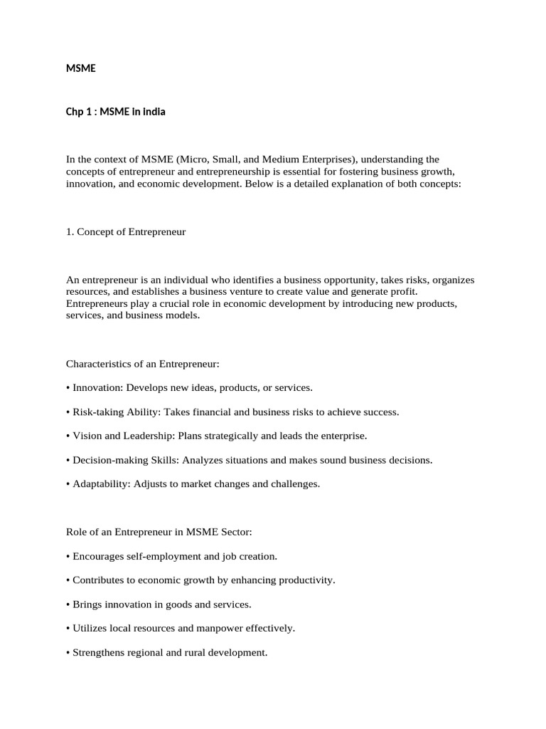 MSME | PDF | Entrepreneurship | Small And Medium Sized Enterprises
