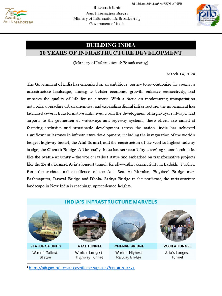India's Infrastructure Growth: 2014-2024 | PDF | Transport | Transport ...