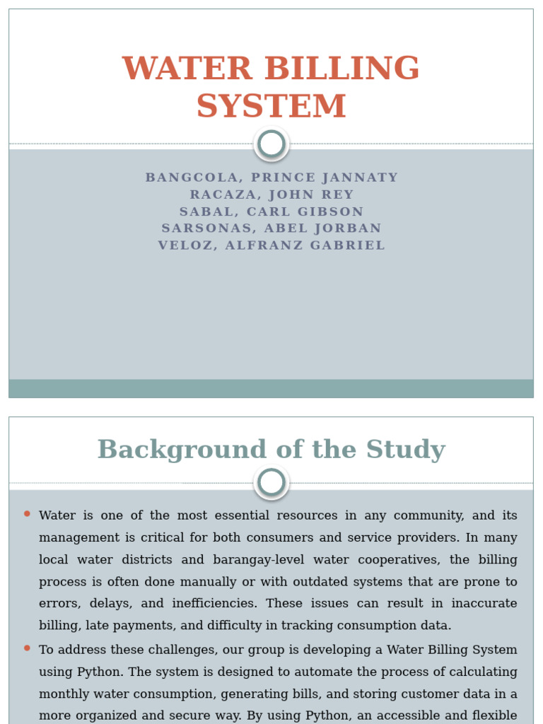 Water Billing System | PDF | Usability | Automation