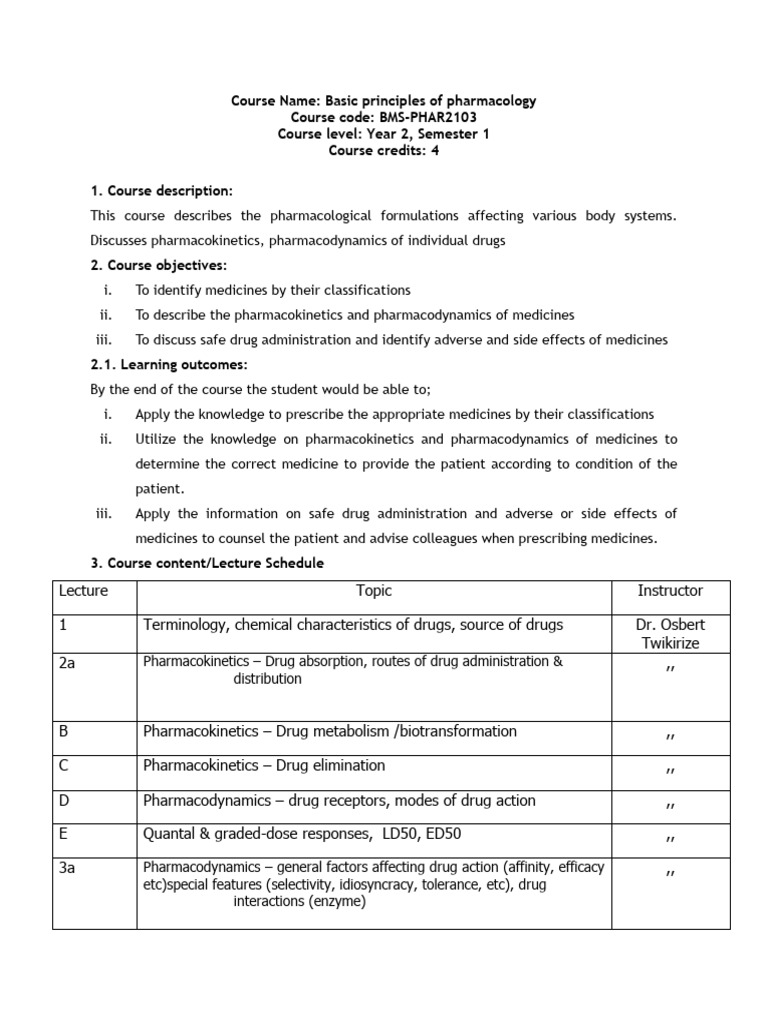 Basic Principles of Pharmacology | PDF | Endocrine System ...