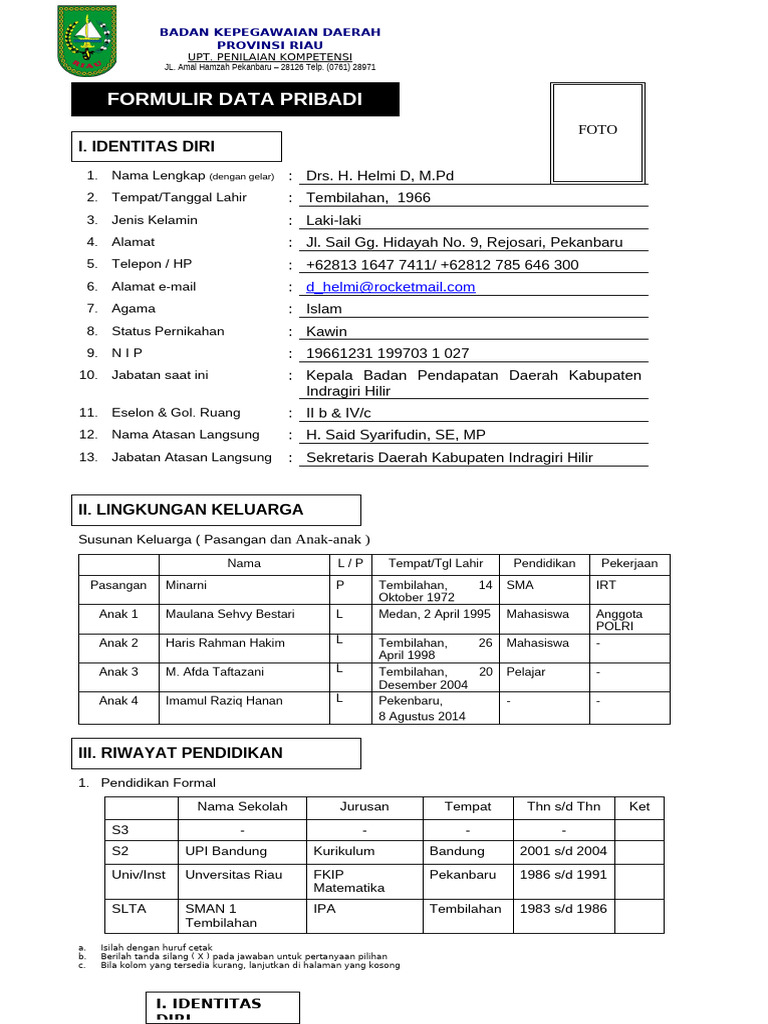 Form Penkom 2 - DRH | PDF