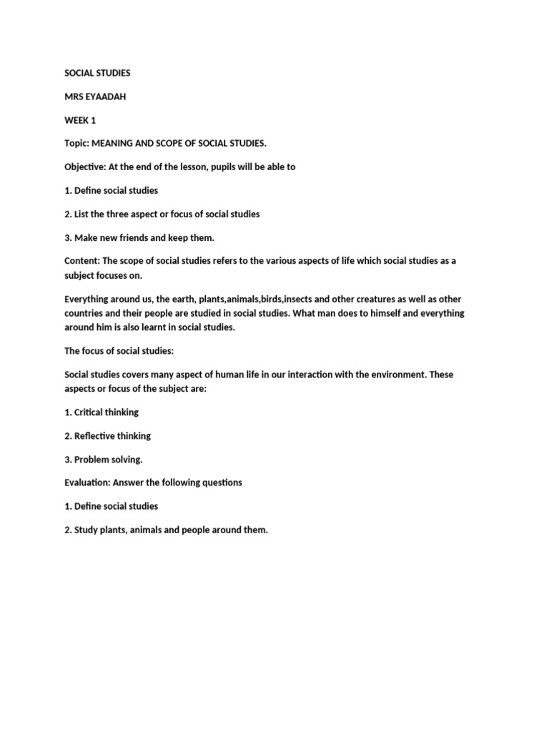 Social Studies Week 1 | PDF