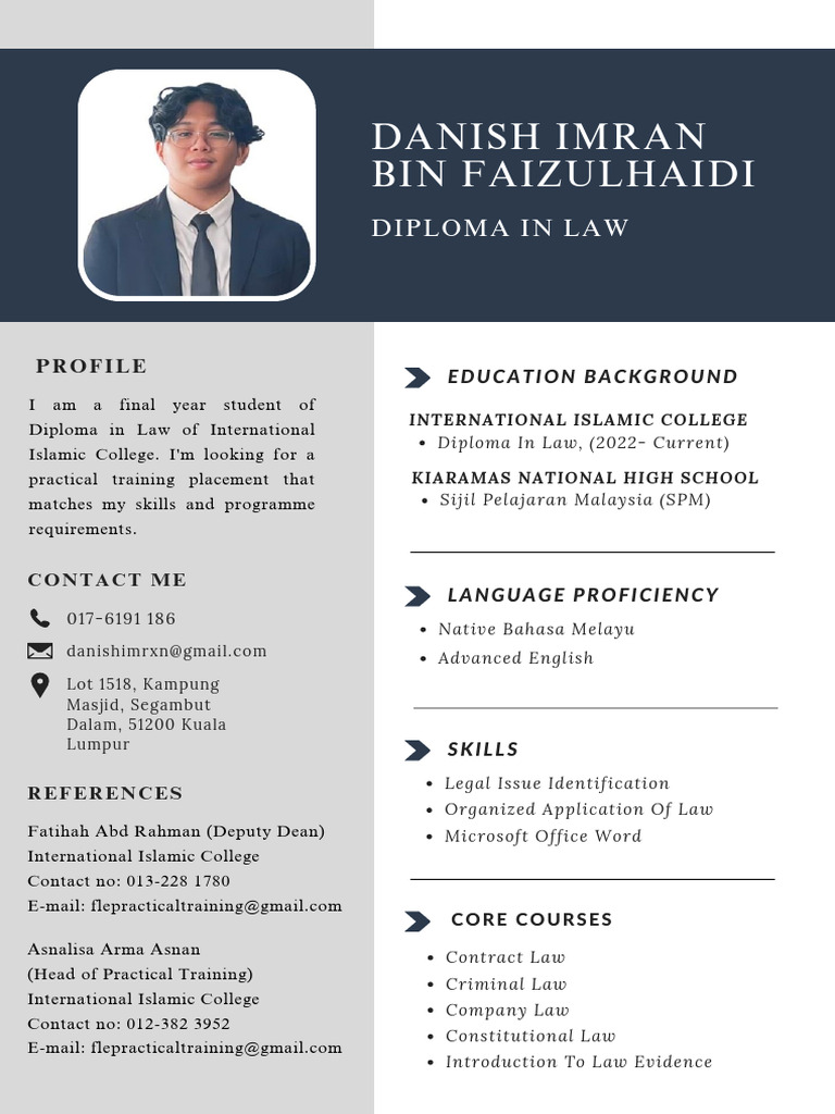 Danish Imran Bin Faizulhaidi: Diploma in Law | PDF